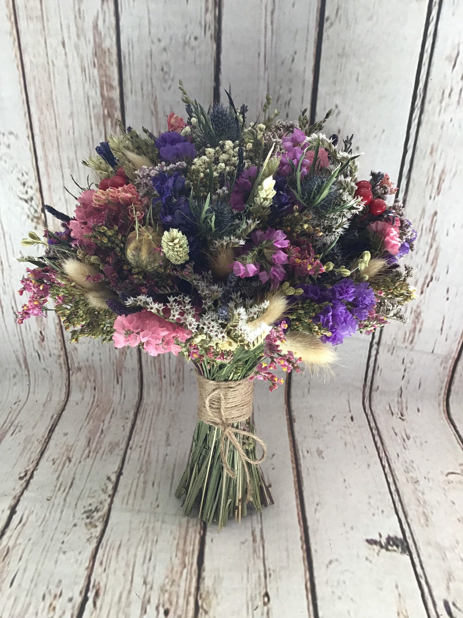 Dried Thistle Wedding Bouquet. Bespoke Natural Flowers for | Etsy