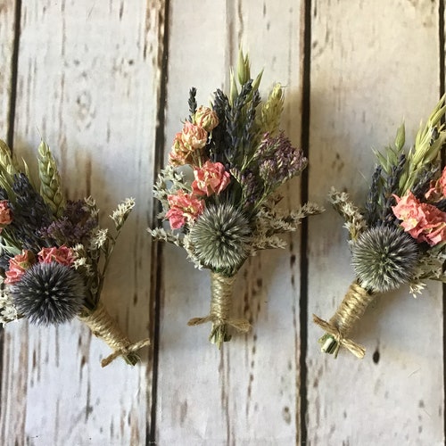 Beautiful Thistle Buttonholes. Made From Dried Flowers and - Etsy UK