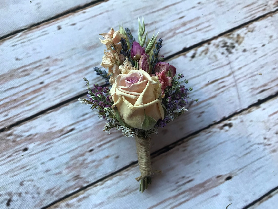 Dried Flower Buttonholes. Made From Preserved Roses NATURAL - Etsy UK
