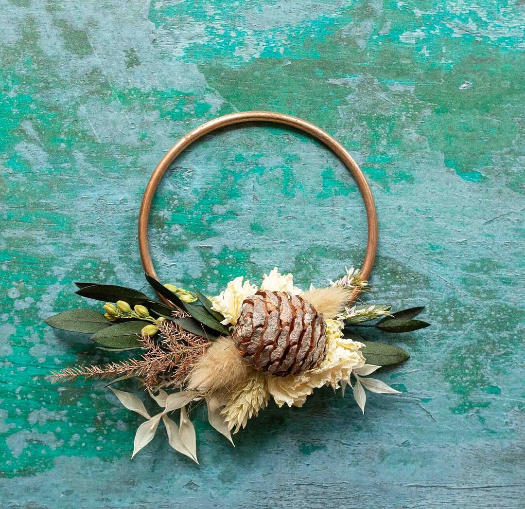 Dried Flower Hoops, A Mini Copper Hoop in a Country Wild Colour Scheme ...