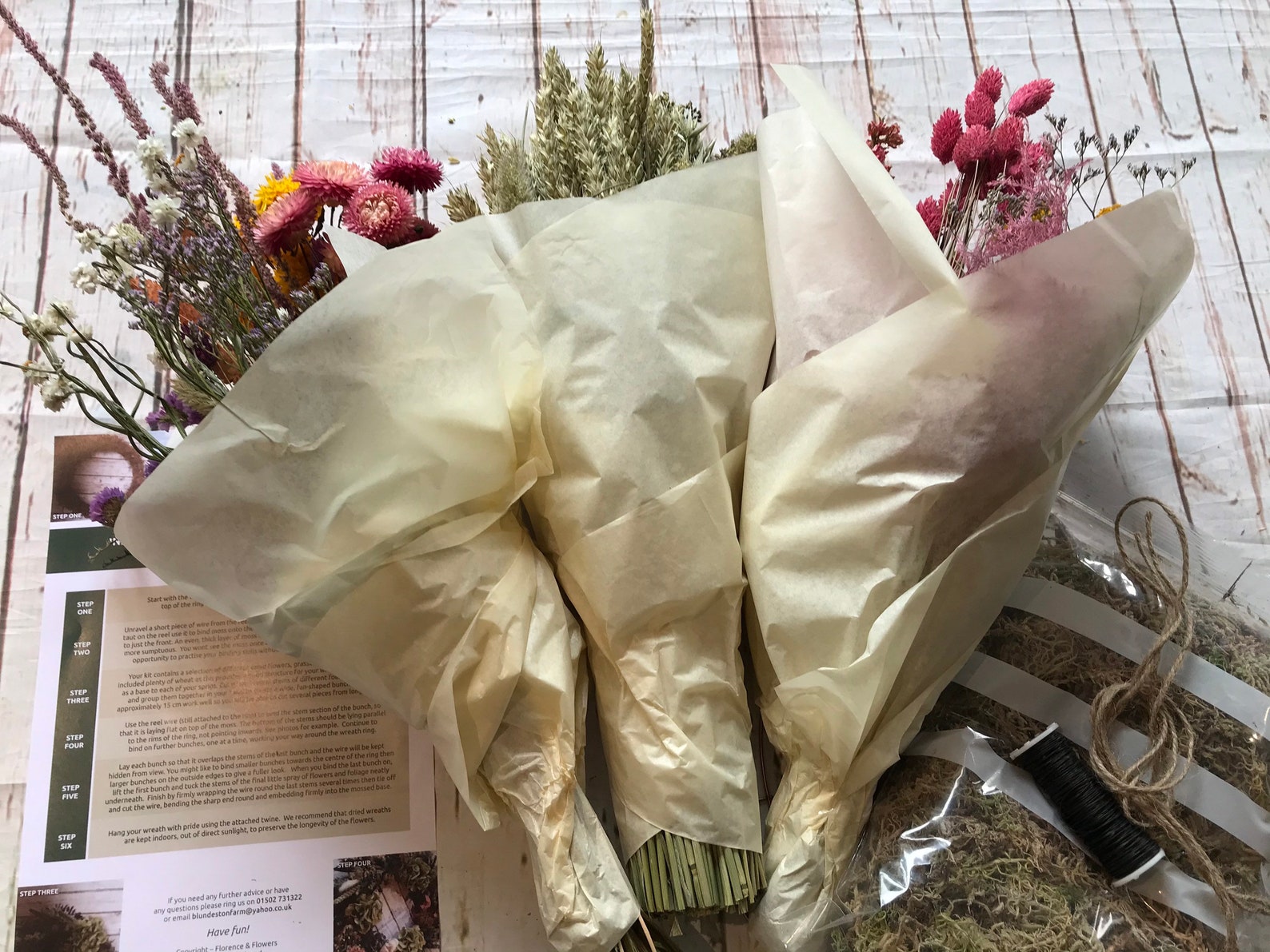 Spring Wreath Making Kit With Dried Flowers. DIY Seasonal Door Wreath ...