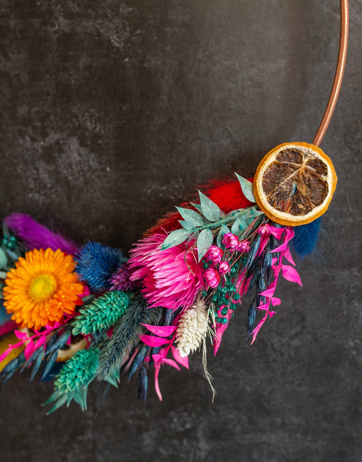Dried Flower Hoop. A Metallic Hoop Hand Decorated With Dried Flowers ...