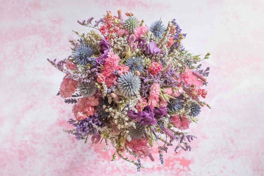 Dried Thistle Wedding Bouquet. Bespoke Natural Bridal Flowers - Etsy