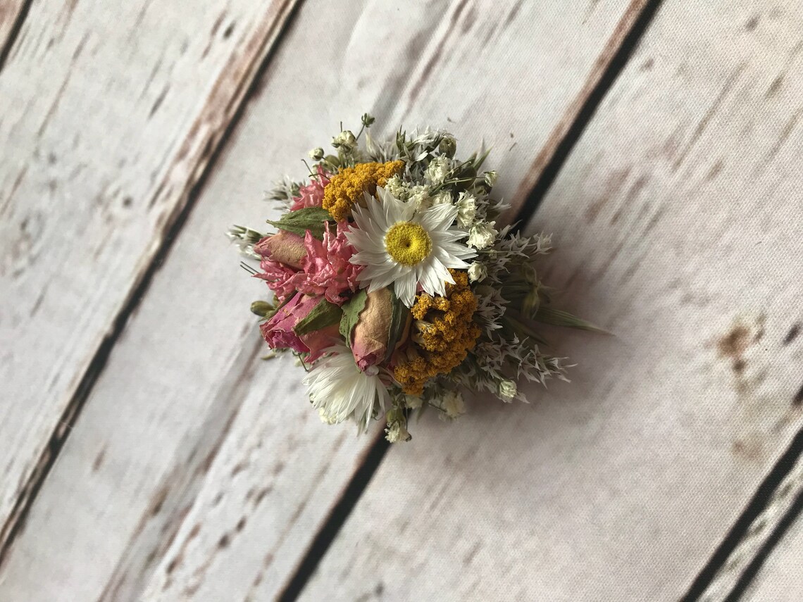 Daisy Hair Clip or Brooch. Made From Dried Flowers. YOUR CHOICE of ...