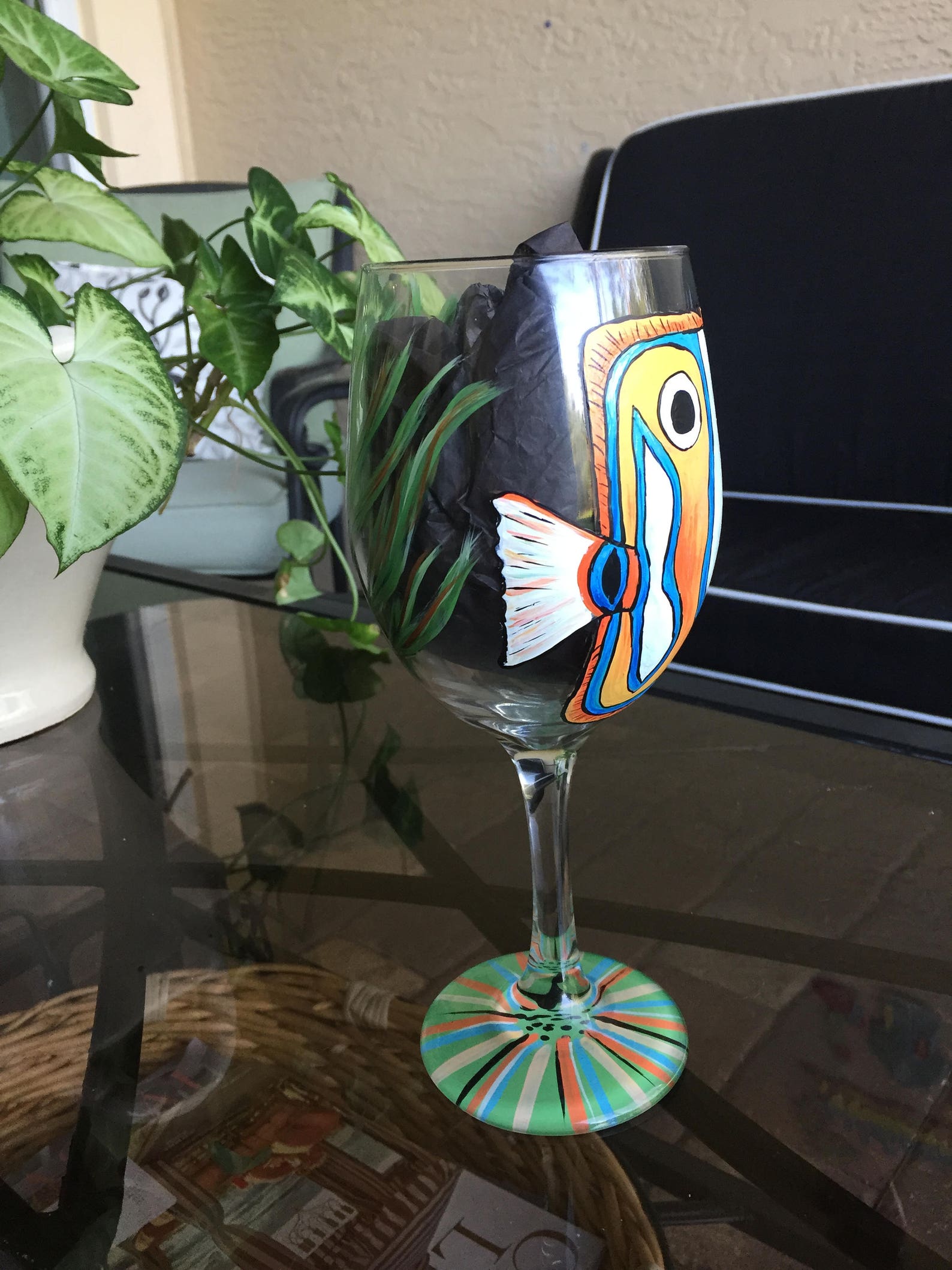 Butterfly Fish Wine Glass - Etsy