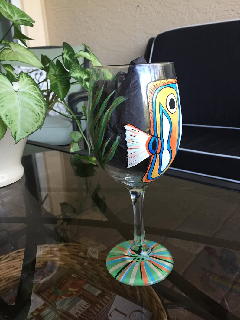 Butterfly Fish Wine Glass - Etsy
