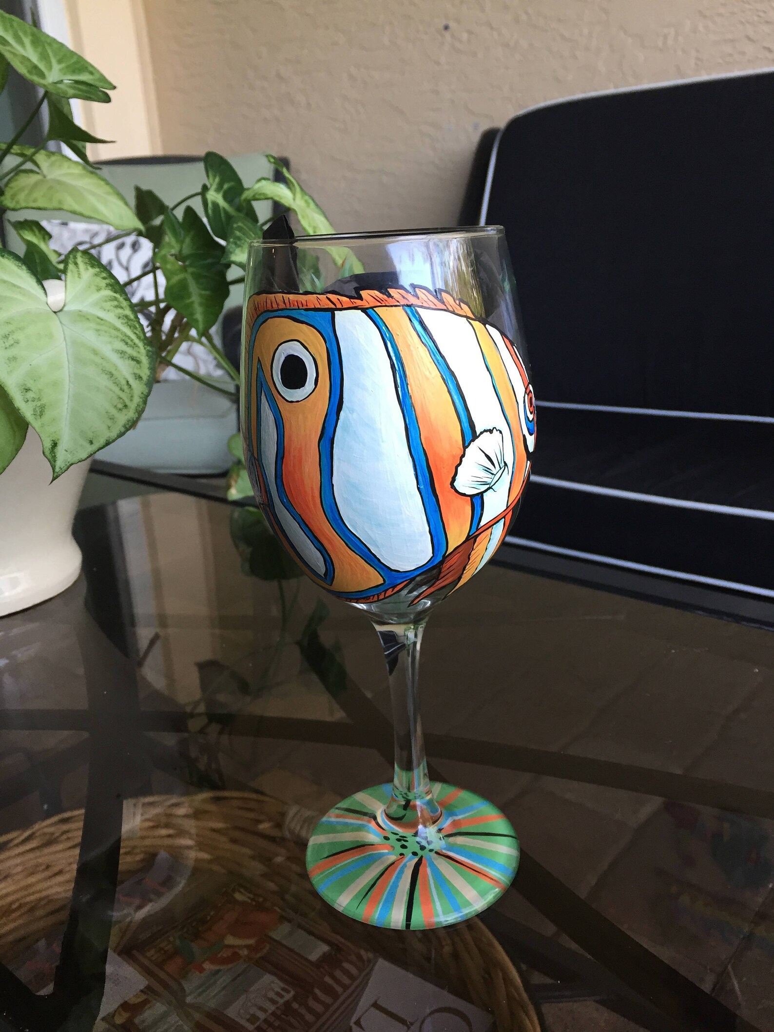 Butterfly Fish Wine Glass - Etsy