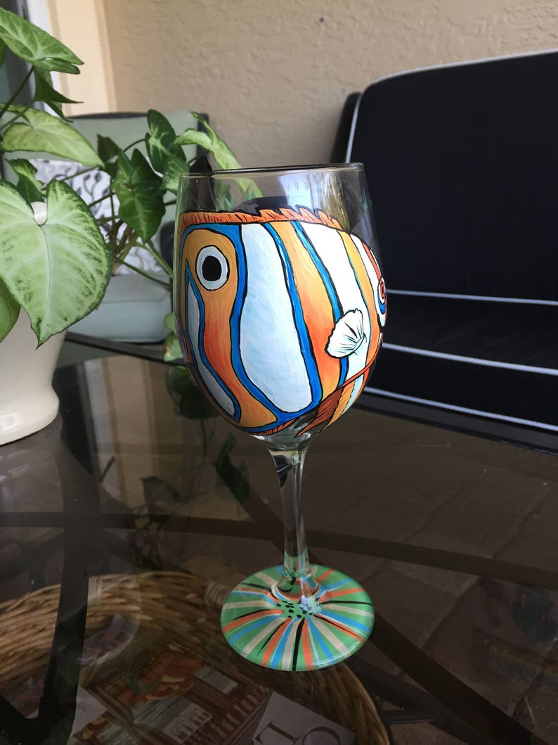 Butterfly Fish Wine Glass - Etsy