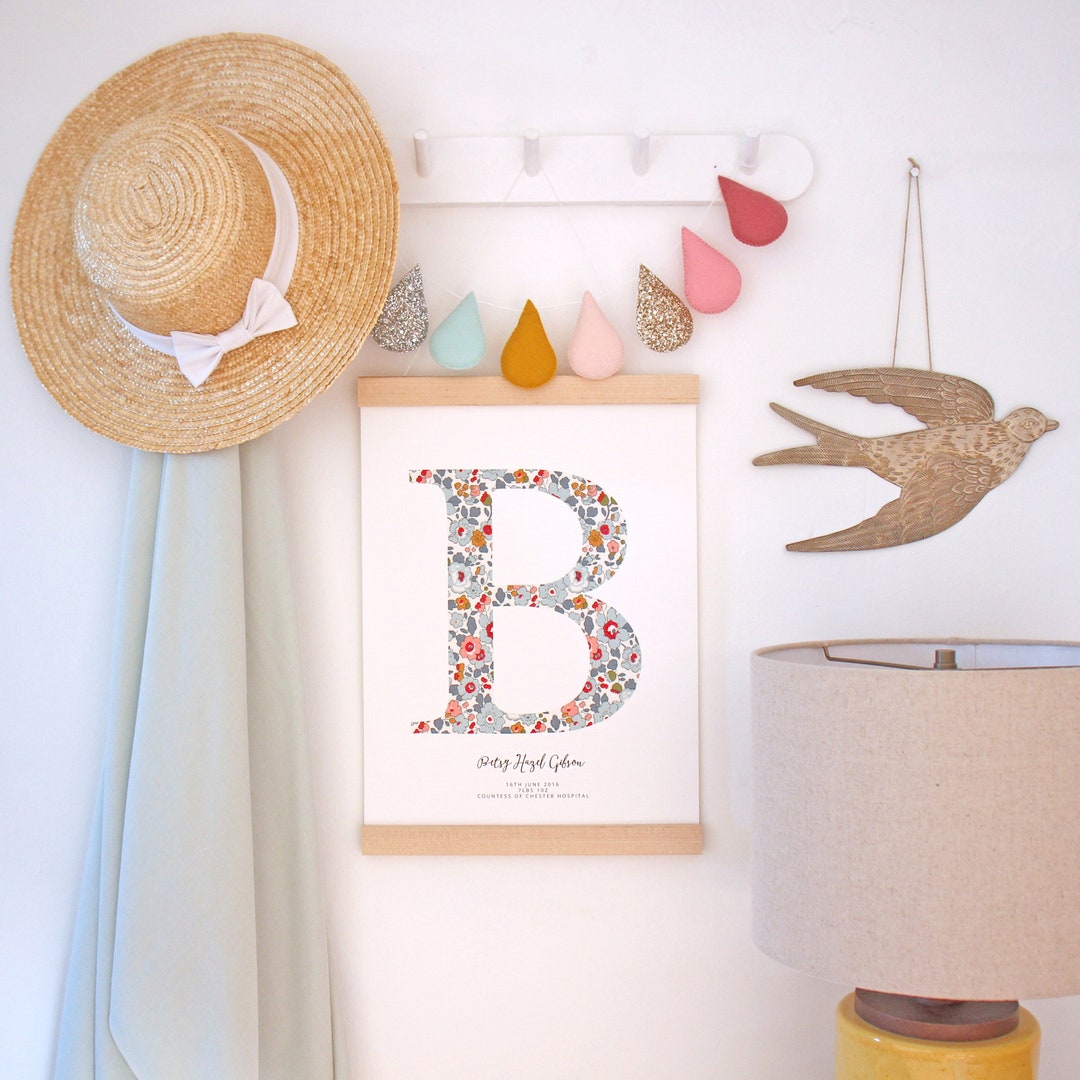 Liberty Monogram Nursery Print - Etsy UK