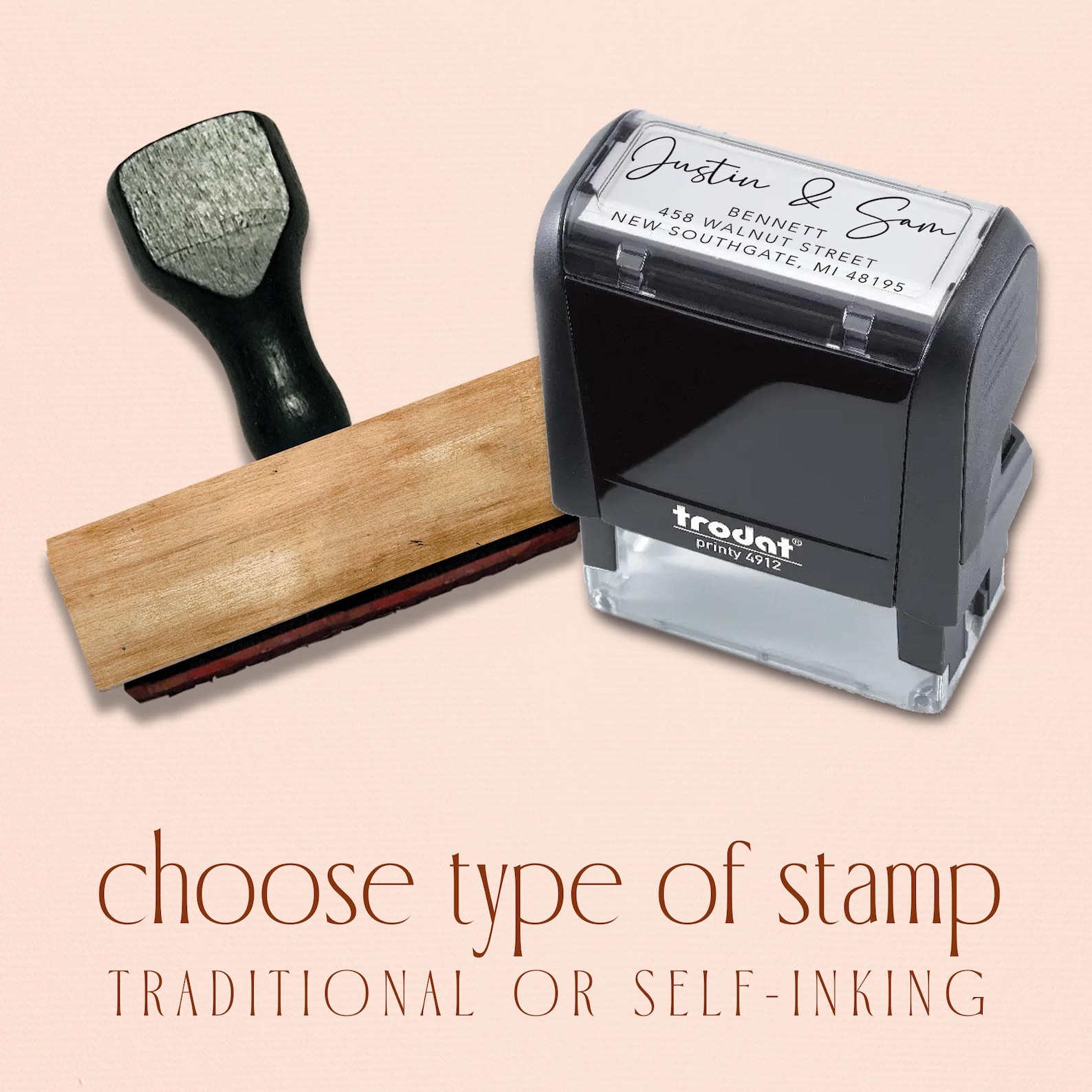 Address Stamp First Names and Last Name | Self Inking Address Stamp for ...