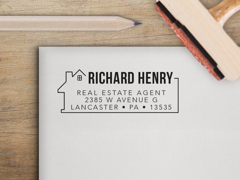 Real Estate Agent Stamp Address Stamp Self Inking or Wooden - Etsy