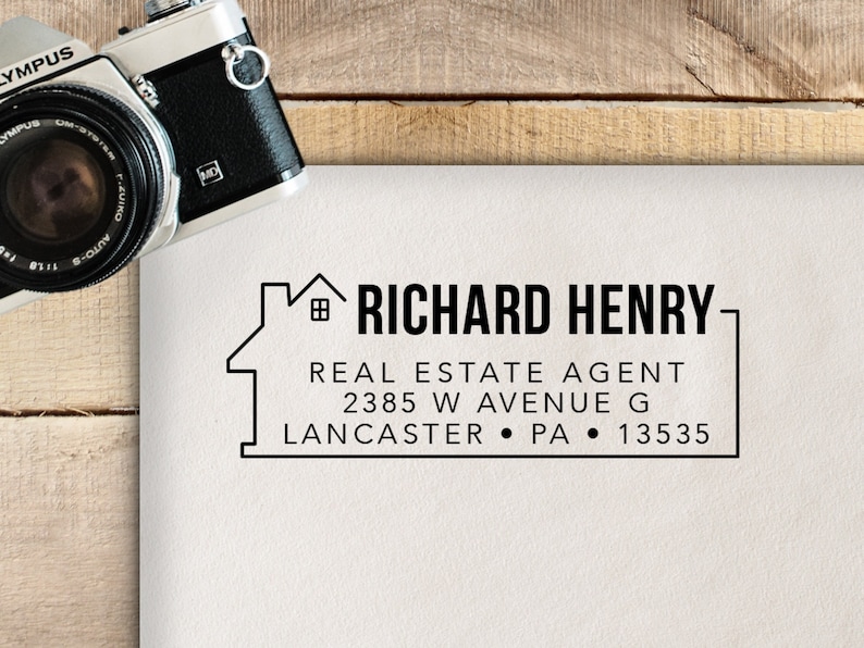 Real Estate Agent Stamp Address Stamp Self Inking or Wooden - Etsy