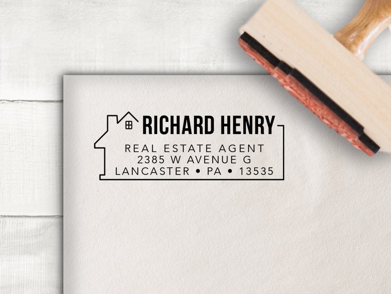 Real Estate Agent Stamp Address Stamp Self Inking or Wooden - Etsy