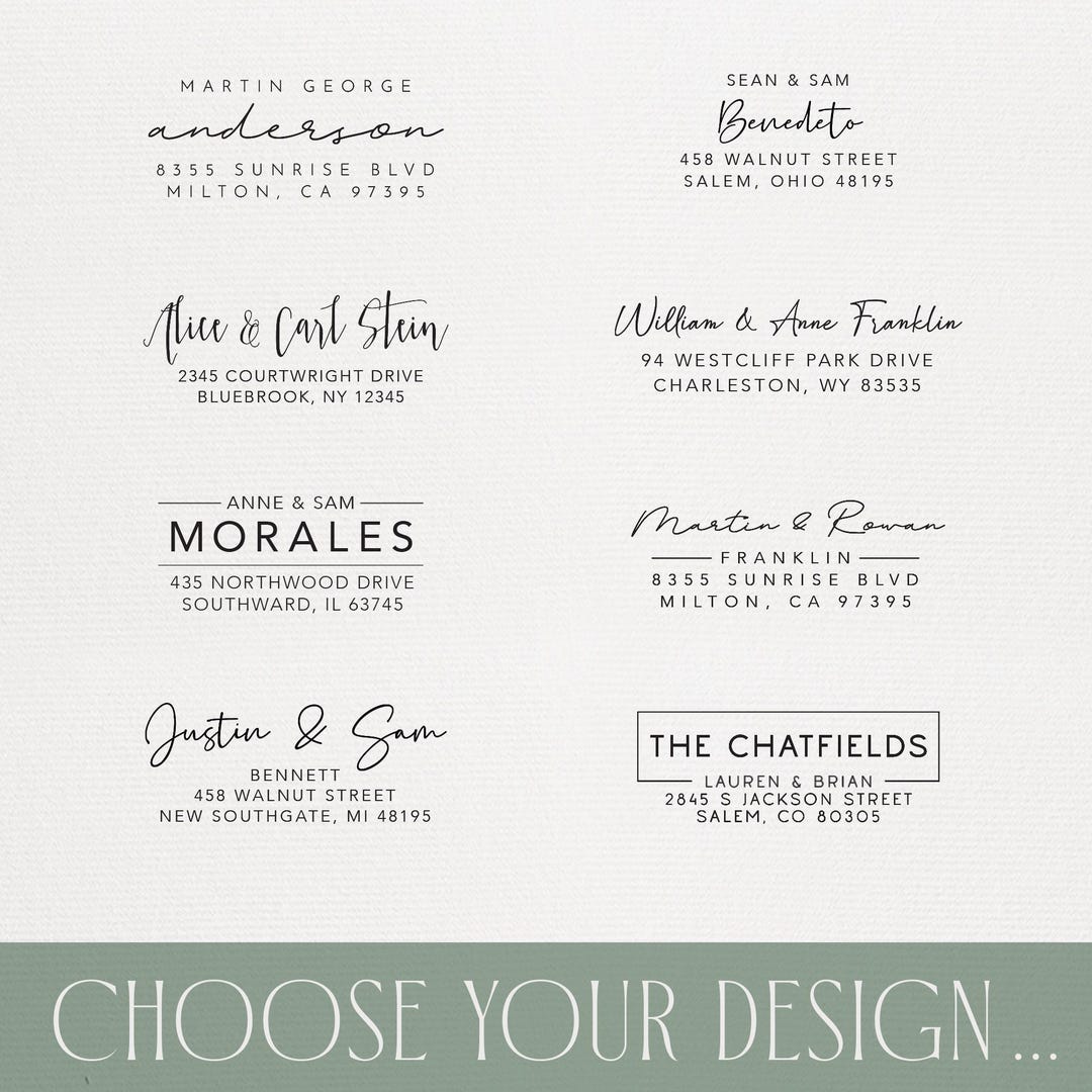Address Stamp First Names and Last Name | Self Inking Address Stamp for ...