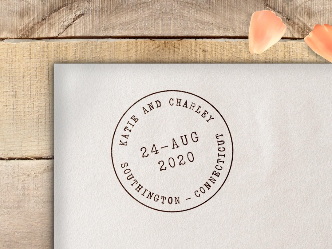 Save the Date Stamp | Round Date Custom Wedding Stamp | Wedding RSVP ...