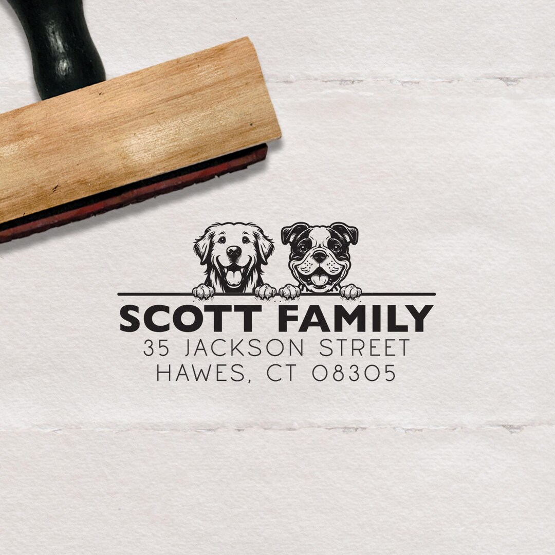 Dog Address Stamp, Golden Retriever Gifts, Dog Lover Gift for Her, Your ...