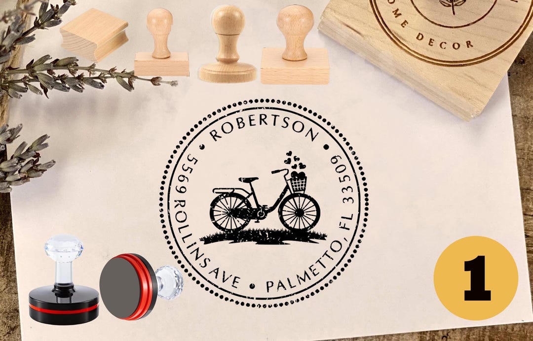 Bike Stamps Personalized Custom Monogram Cyclist Family Initial Family ...