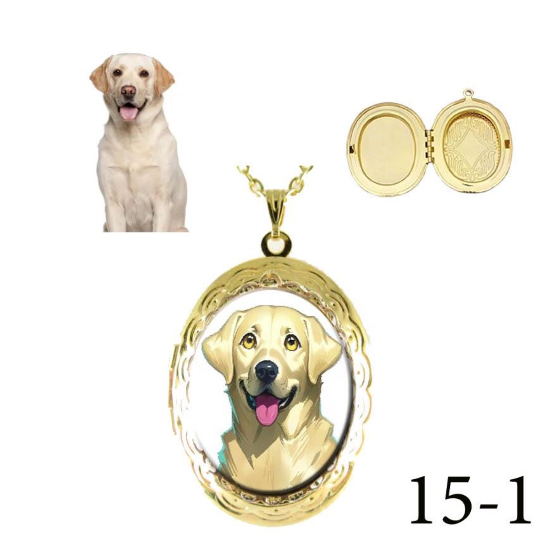 Custom Caricature Cartoon Labrador Retriever Dog Cat Portrait Necklace ...