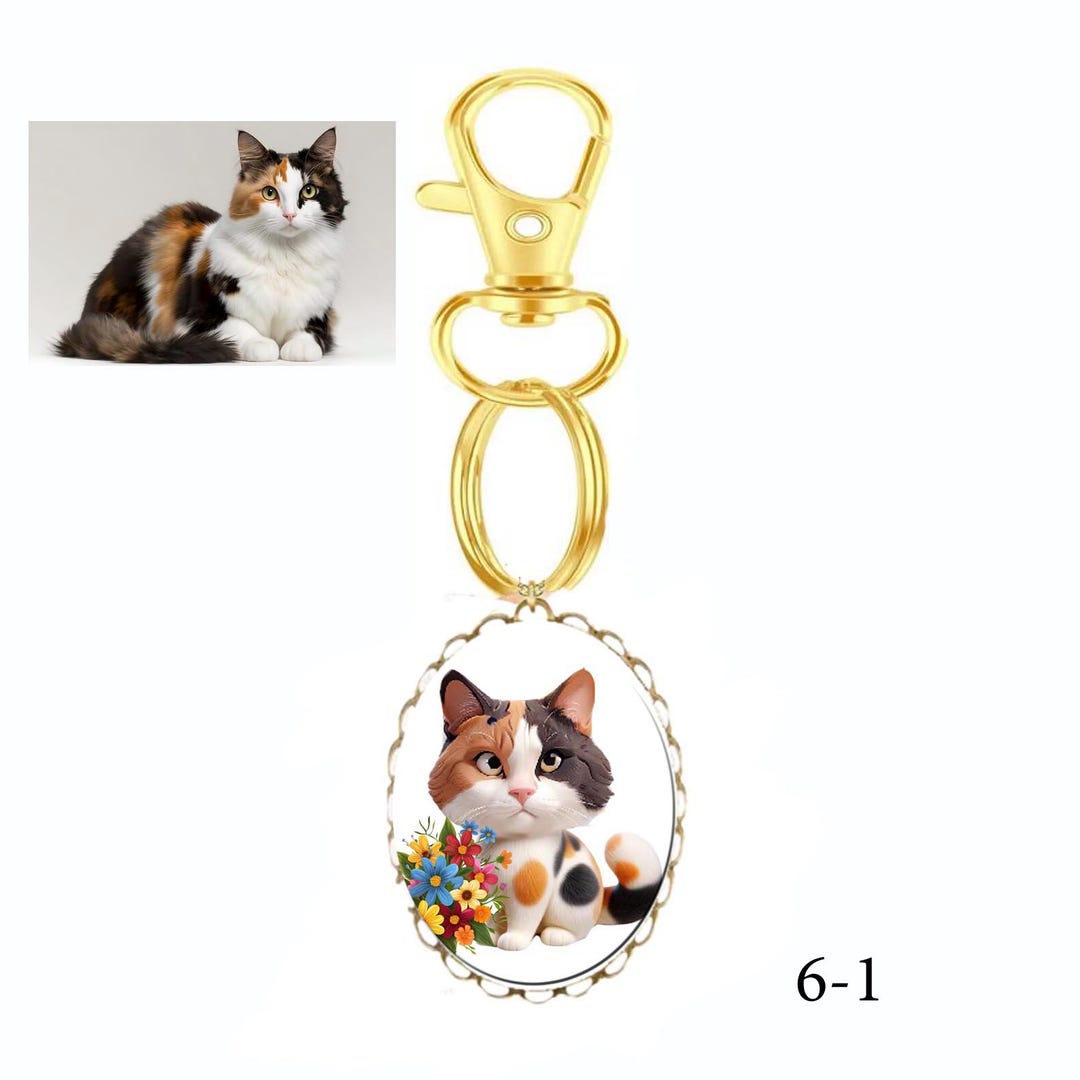 Personalized Caricature Cartoon Calico Cat Dog Portrait Necklace ...