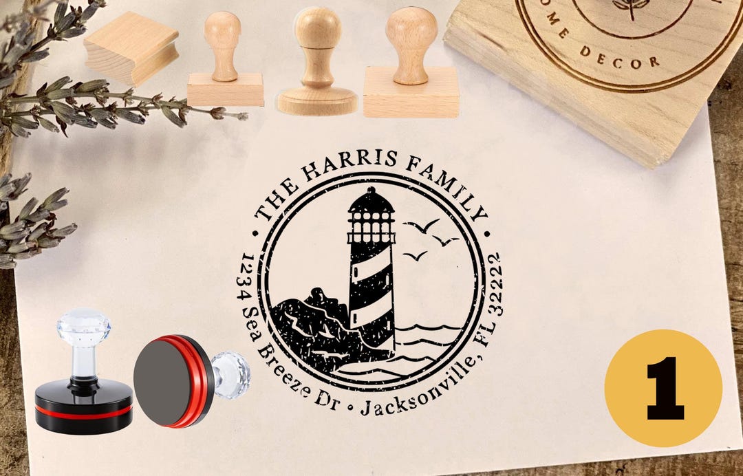 Personalized Custom Lighthouse Anchor Seago Bird Address Rubber Stamp ...