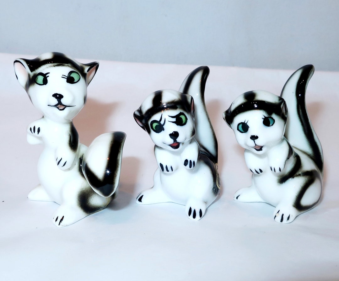 3 SPOTTED SKUNK FAMILY by Delta Bone China Set Vintage Ceramic ...