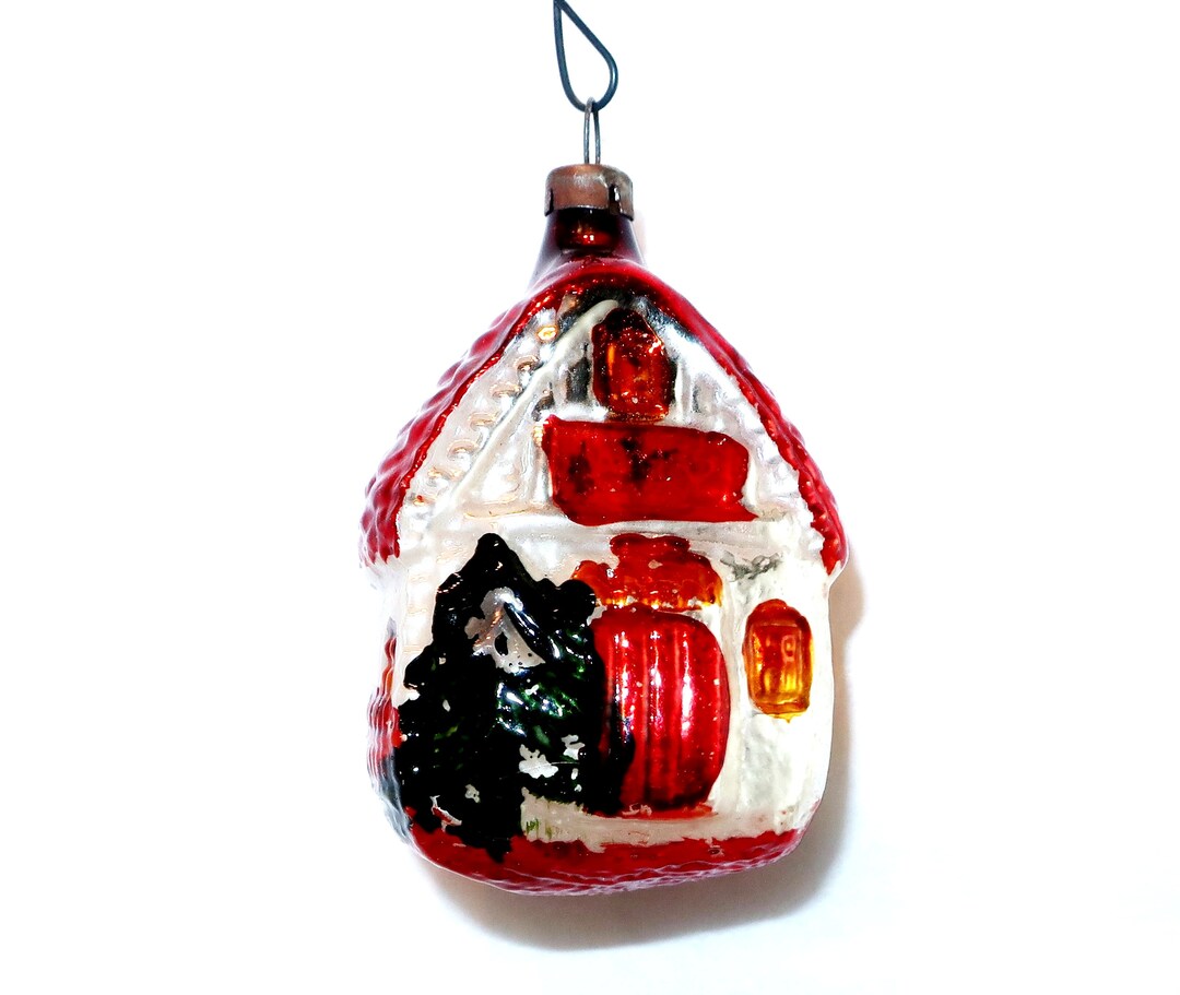 ANTIQUE BUMPY HOUSE Victorian Mercury Silver Glass Christmas Ornament ...