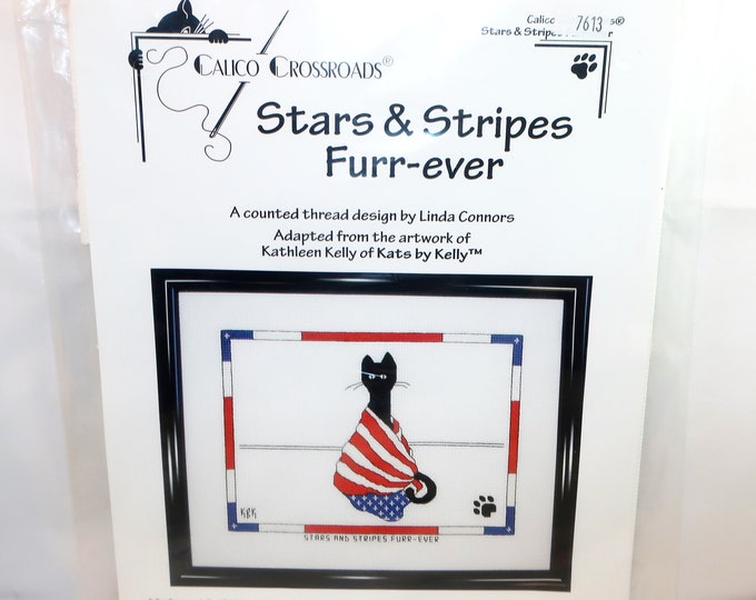 CALICO CROSSROADS CAT Design Stars & Stripes Furr-ever Counted Cross ...