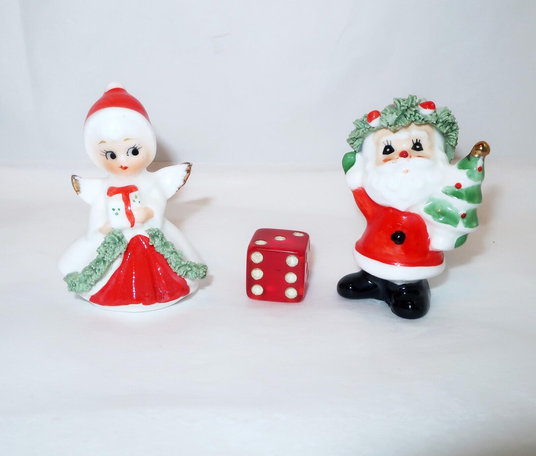 NAPCO MINIATURE SPAGHETTI Angel Girl With Present Gift or Santa With ...