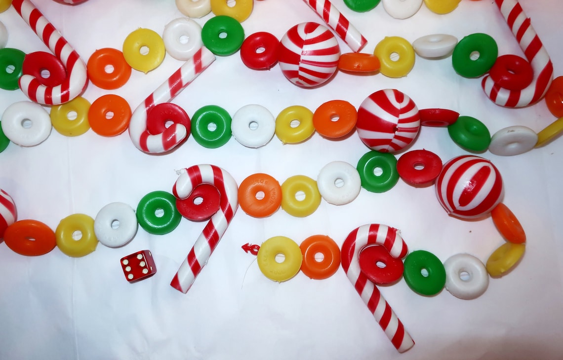 PEPPERMINT CANDY GARLAND Vintage Plastic Blow Mold Bright | Etsy