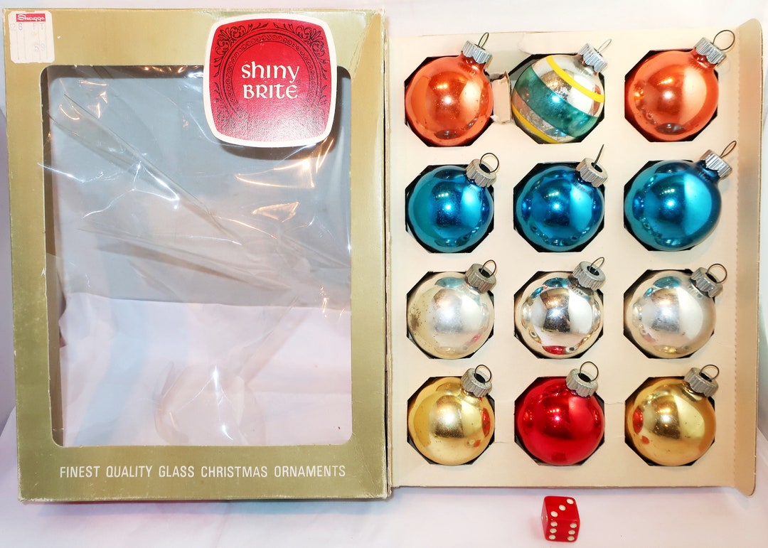 12 SHINY BRITE ASSORTED Solid Color Blown Ball Glass 2in Medium ...