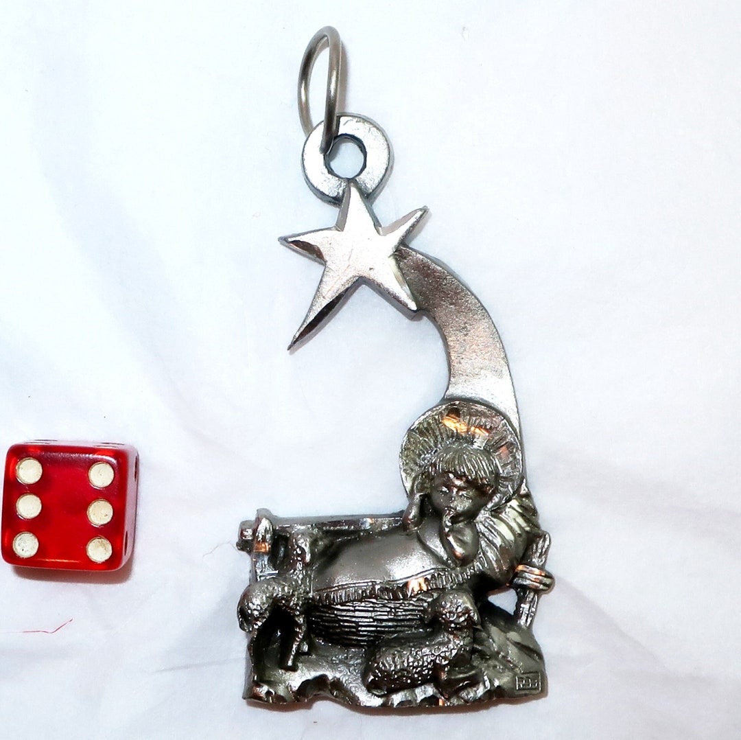 ROMAN BABY JESUS Nativity Manger Scene Cast Pewter Christmas Ornament ...