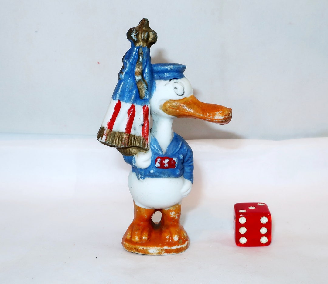 1930s BISQUE DONALD DUCK Flag Bearer Figurine Early Walt - Etsy
