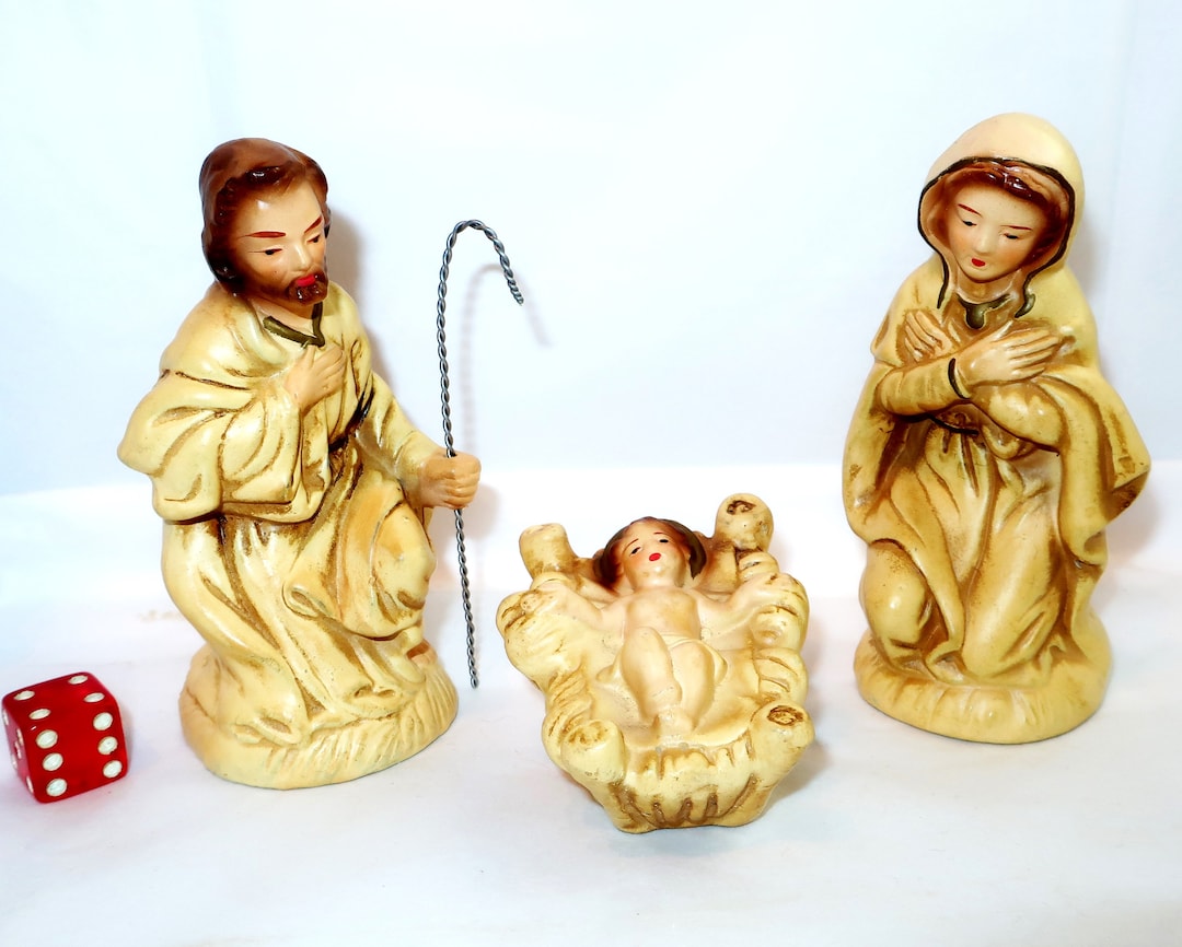 VINTAGE JAPAN NATIVITY Set 3 Piece Holy Family Mary, Joseph and Baby ...