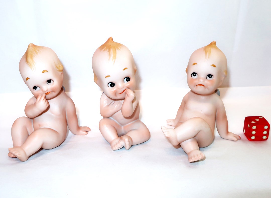 3 LEFTON KEWPIE DOLL Figurines Adorable Nude Angel Babies 3 Poses Kw ...