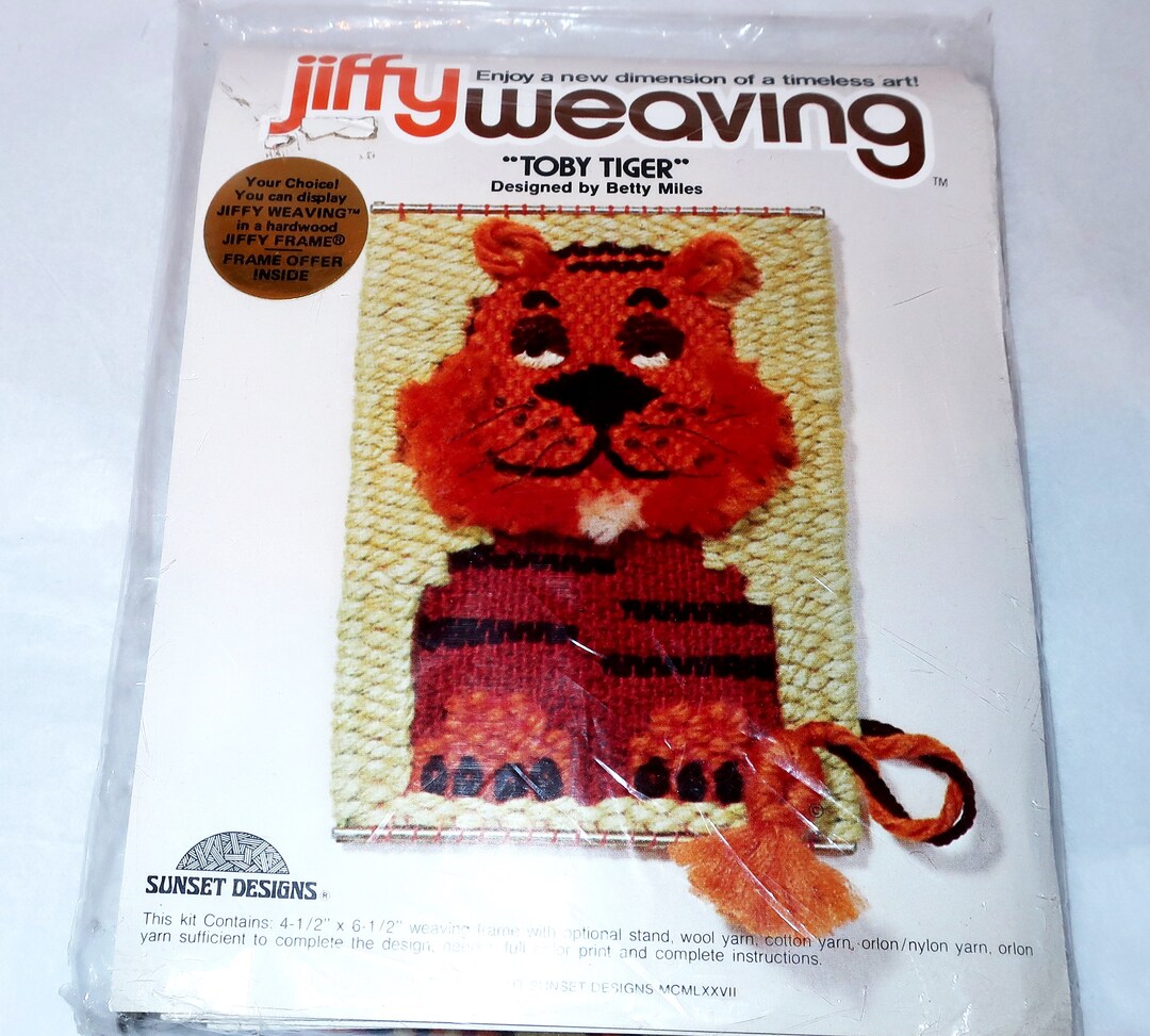 1977 TOBY TIGER Jiffy WEAVING Beginner Sunset Series Embroidery Kit ...