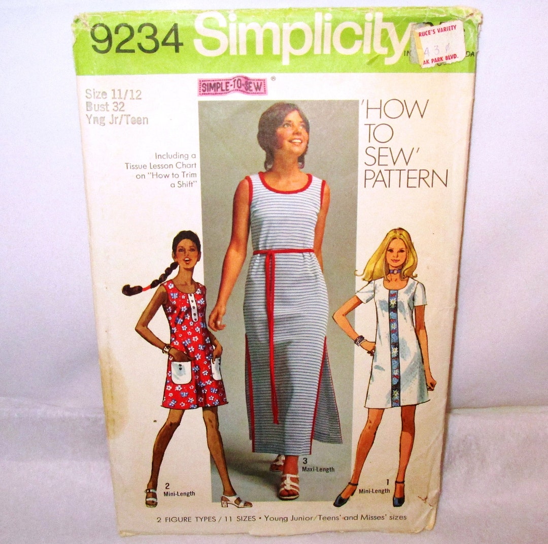 SIMPLICITY 9234 How to Sew Pattern Young Jr. Teens Misses - Etsy