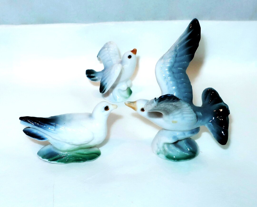 SEAGULL FAMILY BONE China Family Set Vintage Figurine Retired Miniature ...