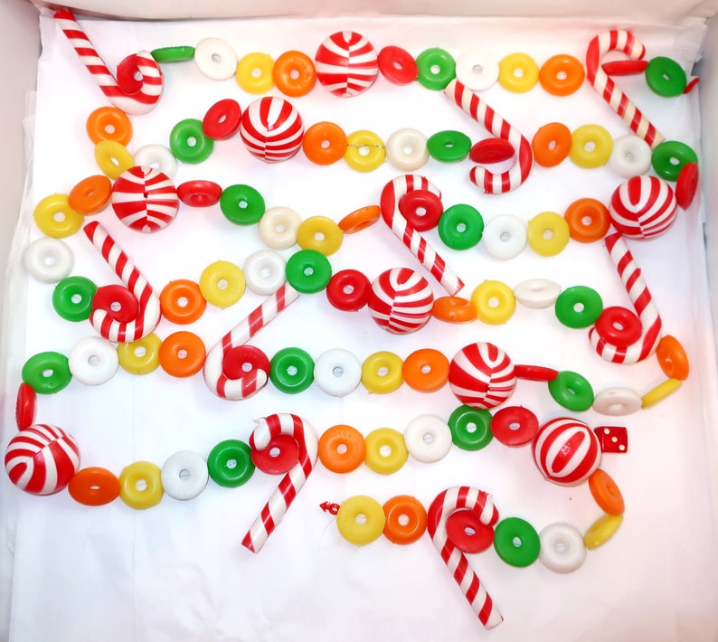 PEPPERMINT CANDY GARLAND Vintage Plastic Blow Mold Bright | Etsy