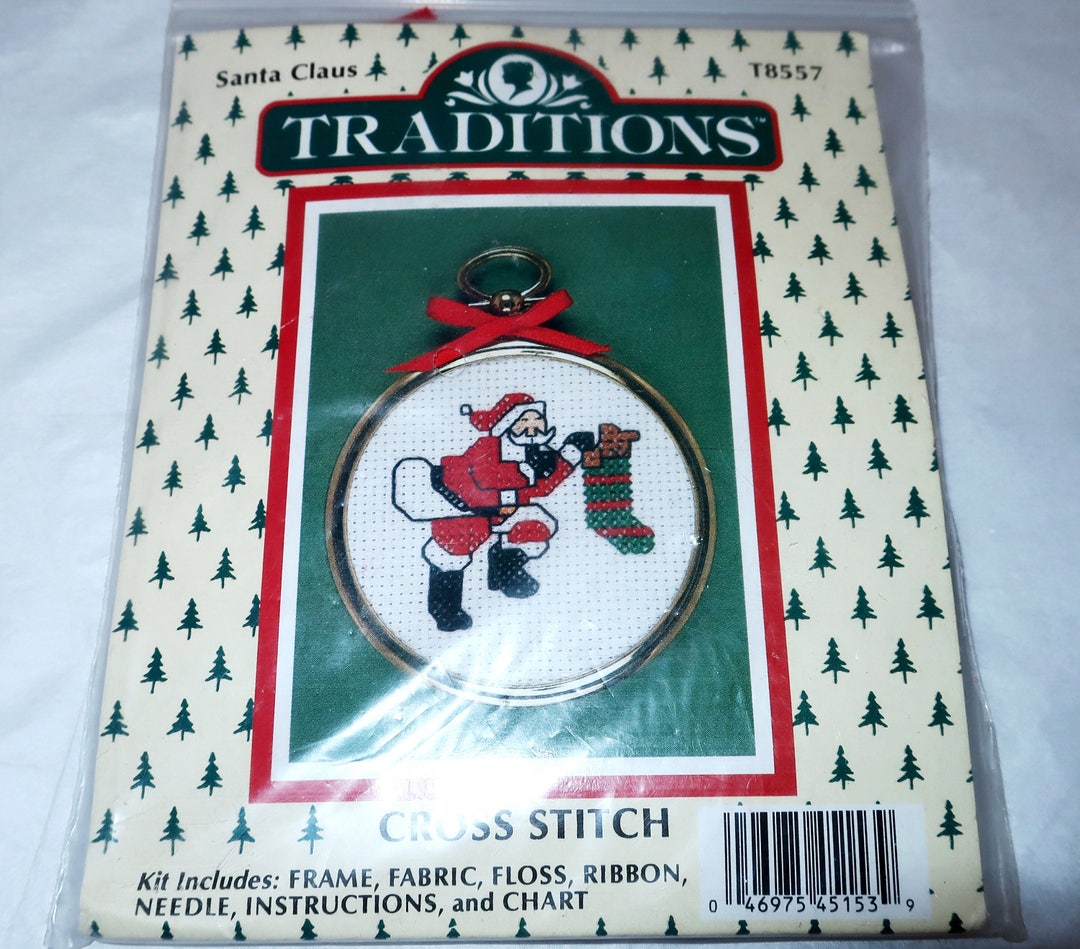 Traditions Santa Claus Filling a Christmas Stocking Ornament Counted ...