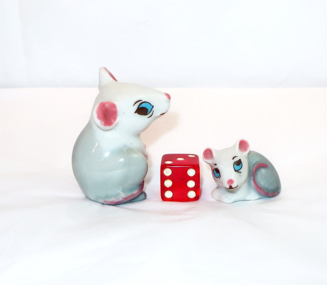 1978 WADE Whimsies MOUSE Happy Family Pair 2 Whimsy Miniature Figurine ...