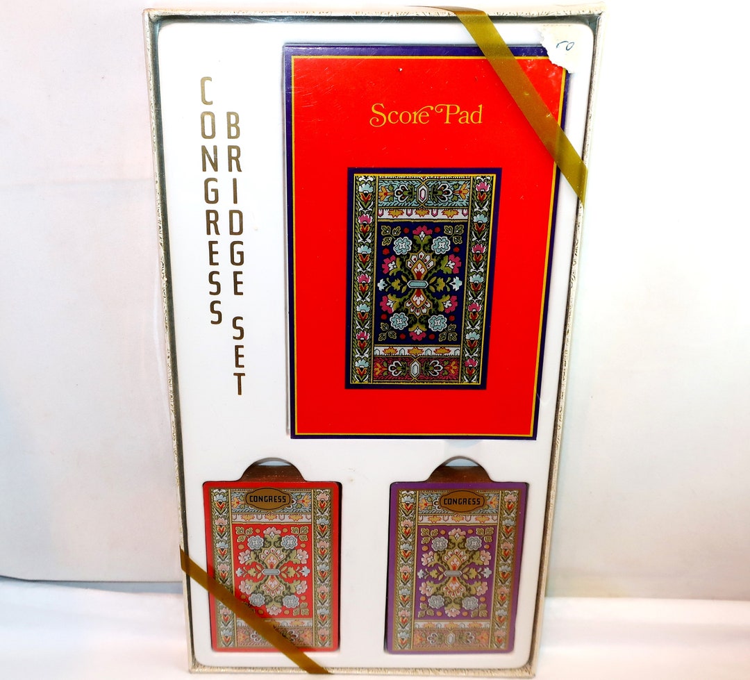 CONGRESS BRIDGE SET Flower Playing Cards Score Pad Double Deck ...