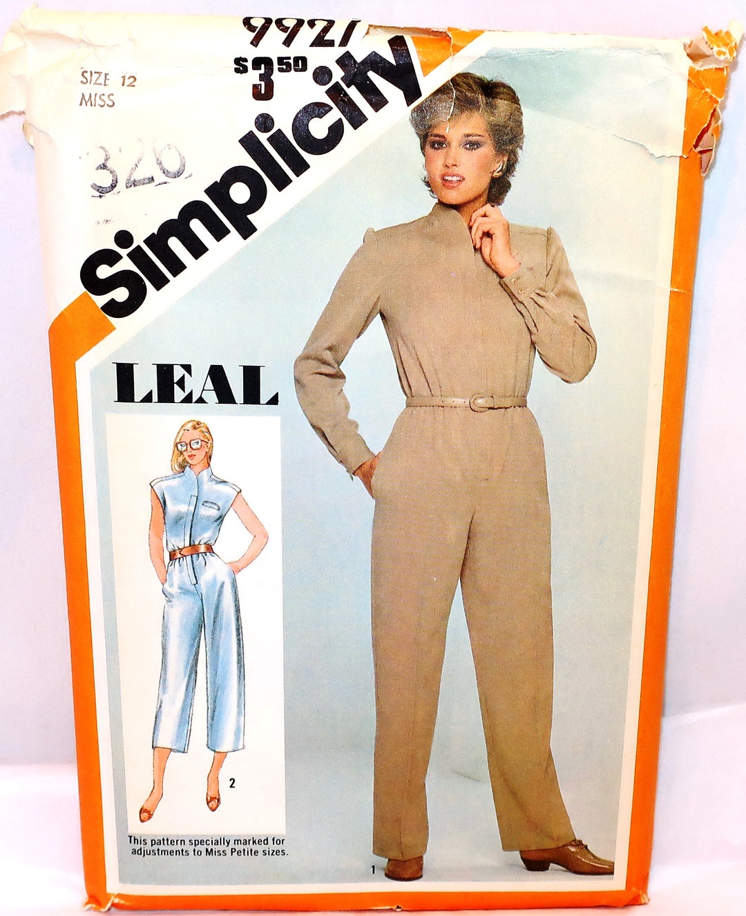 1981 SIMPLICITY MISSES JUMPSUIT Leal Sewing Pattern 9927 Misses Size 12 ...