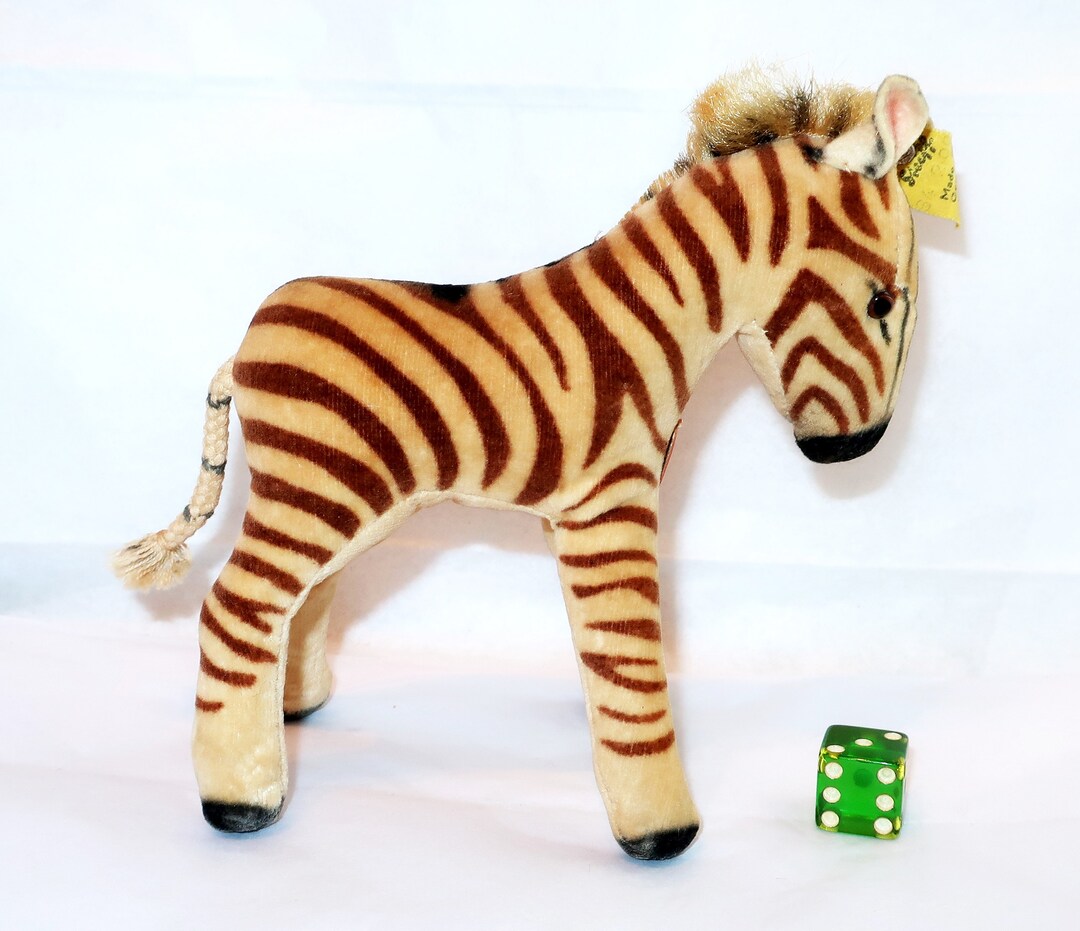 STEIFF BABY ZEBRA 6412.00 5.25in Vintage Stuffed Velvet Mcm 1950s 5mm ...