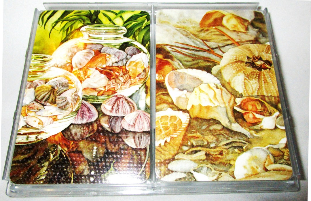 SEASHELL SHELL THEME Design Vintage Plastic Playing Cards Double Deck ...