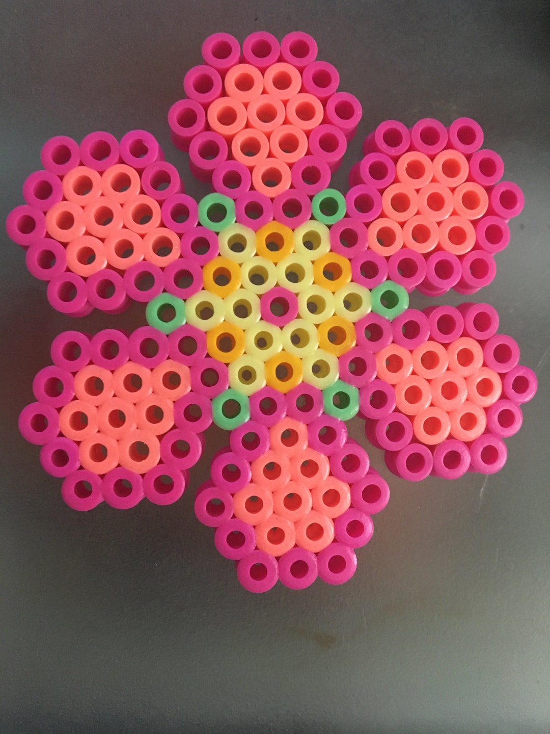 Pink Flowers Perler Beads Finished Product - Etsy