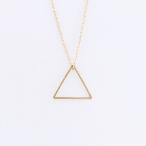 Double Triangle Necklace brass on a 14k Gold Filled Chain - Etsy