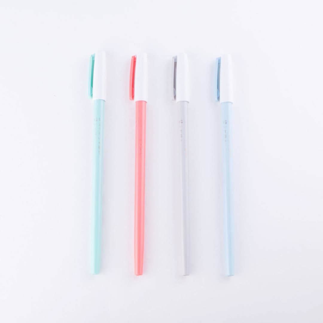 Colour Block Pen With Cap — Ball Point Pen — Black Ink — Perfect Cute ...