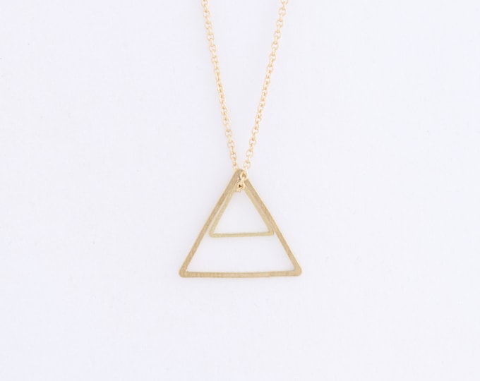 Double Triangle Necklace brass on a 14k Gold Filled Chain Minimal ...