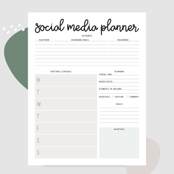 Social Media Planning Worksheet