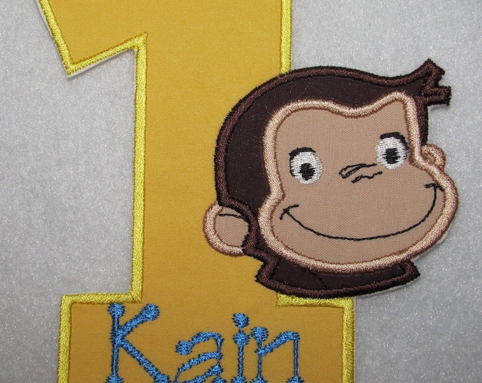 Birthday Iron on Curious George Applique Name Monogram Embroidered ...